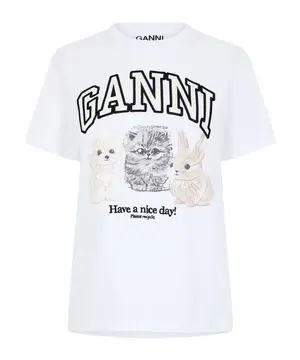 GANNI Crew Neck T-shirt - White