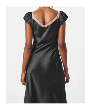 LoveShackFancy Brinkley Satin Midi Dress With Lace And Bow Appliques