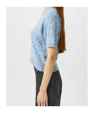 Prada Cable Knit Short Sleeve Pullover
