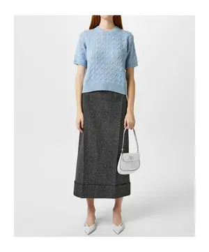 Prada Cable Knit Short Sleeve Pullover