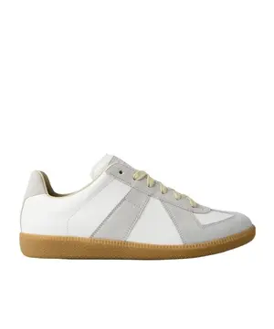 MAISON MARGIELA Low-top Sneakers With Logo Label And Stitching - White