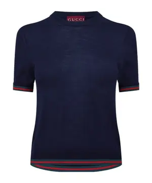 Gucci Crew Neck Knitted Jumper With Striped Trim