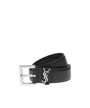 Saint Laurent Cassandre Logo Belt - Black