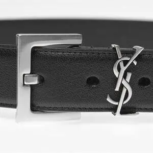 Saint Laurent Cassandre Logo Belt - Black