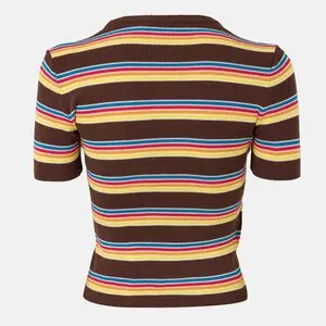 Prada Striped Ribbed Knit Cropped Sweater