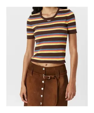 Prada Striped Ribbed Knit Cropped Sweater