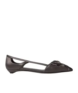 Prada Rose Ballet Shoes - Black