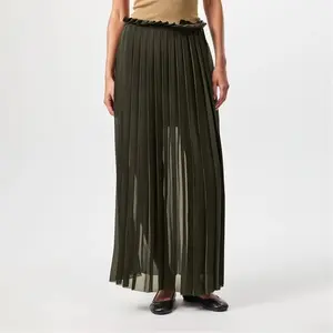 AMI Paris Pleated Maxi Skirt With Belt