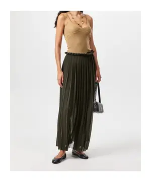 AMI Paris Pleated Maxi Skirt With Belt