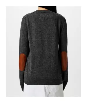 MAISON MARGIELA Crew Neck Sweater With Suede Elbow Patches - No