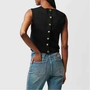 Givenchy Sleeveless Knit Top With Back Buttons