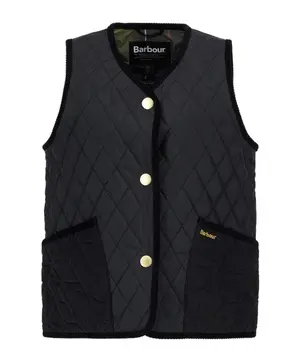 Barbour Diamond Quilted Gilet With Plush Trims - Black/classic