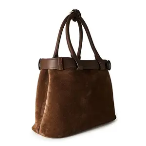 Prada Medium Belt Buckle Suede Bag With Belt