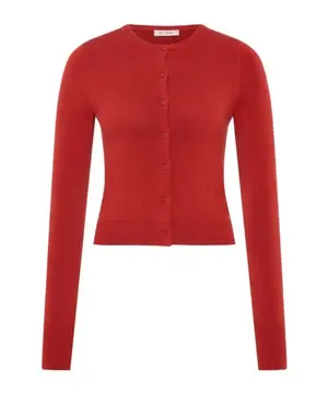 ST. AGNI Round Neck Long Sleeve Knitted Sweater - Red