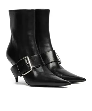 Balenciaga Knife Buckled Leather Ankle Boots