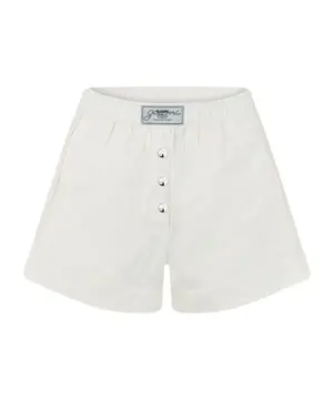 GANNI Ganni Logo Detail Elastic Waist Shorts White
