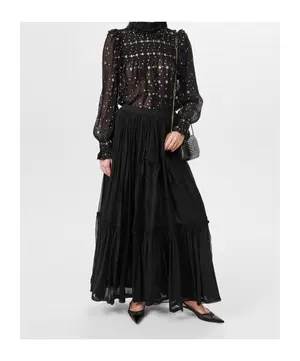Saint Laurent Ruffled High Neck Long Sleeve Blouse