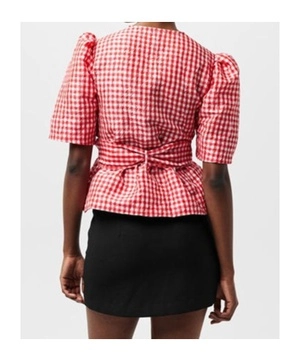 GANNI Short Sleeve Checkered Shirt