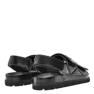 Prada Nappa Leather Quilted Grandad Sandals With Velcro Fastening