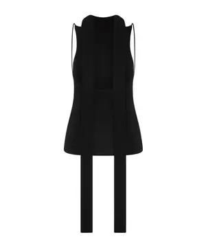 ST. AGNI Sleeveless Rib Knit Vest With Drawstring Detail
