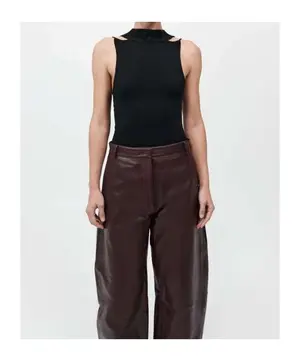 ST. AGNI Sleeveless Rib Knit Vest With Drawstring Detail