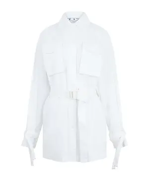 Off-White Cargo Shirt Dress - White
