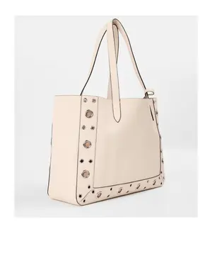 Valentino Garavani Studded Logo Detail Tote Bag - Nude