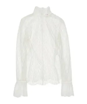 Chloé Sheer Floral Lace High Neck Blouse