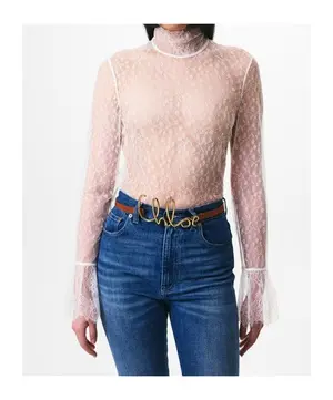 Chloé Sheer Floral Lace High Neck Blouse