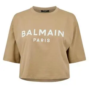 Balmain Logo Print Cropped T-shirt