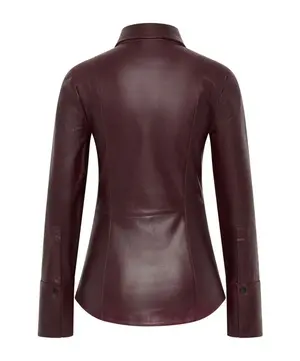 ST. AGNI Paneled Leather Button-down Shirt