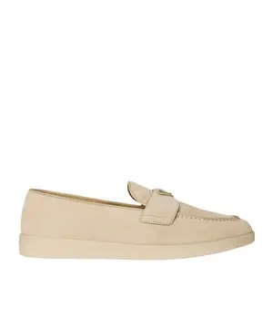Prada Prada Suede Loafers With Metal Triangle Logo Desert-colored