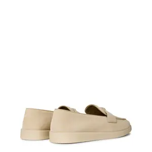Prada Suede Loafers With Metal Triangle Logo - Desert-colored