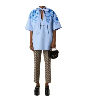 Gucci Floral And Insect Print Short Sleeve Top