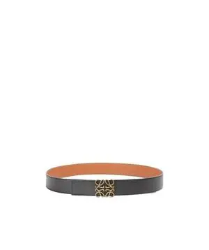 Loewe Reversible Anagram Belt In Soft Grained Calfskin - Black