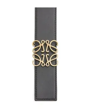Loewe Reversible Anagram Belt In Soft Grained Calfskin - Black