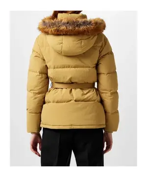 Burberry Quilted Down Hooded Jacket With Detachable Belt