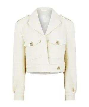 Givenchy Cropped Tweed Jacket With Golden-finish 4g Buttons - White