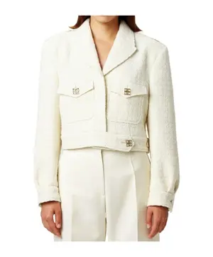 Givenchy Cropped Tweed Jacket With Golden-finish 4g Buttons - White