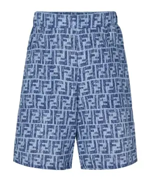Fendi Logo Printed Shorts - Blue