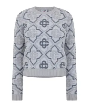 Casablanca Crew Neck Long Sleeve Sweater With Graphic Print