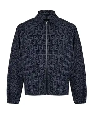 Fendi Printed Zip-up Denim Jacket - Black