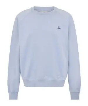 VIVIENNE WESTWOOD Logo Cotton Orb Crew Neck Sweatshirt - Blue