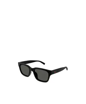 Gucci Rectangular Sunglasses With Branded Temples - Black