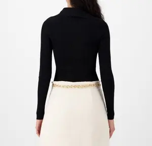 Gucci Fine Rib Long Sleeve Polo Shirt