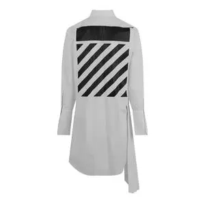 Off-White Diagonal Plissé Shirt Dress
