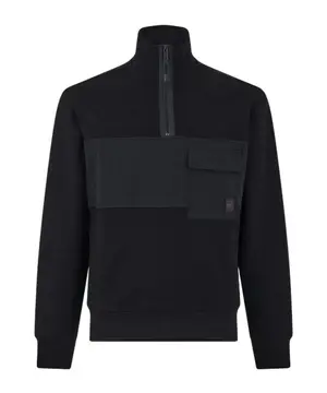Hugo Boss Zenylon 1/4 Zip Fleece Hoodie - Black