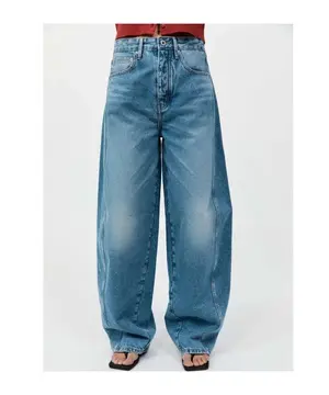 ST. AGNI Wide-leg Faded Jeans