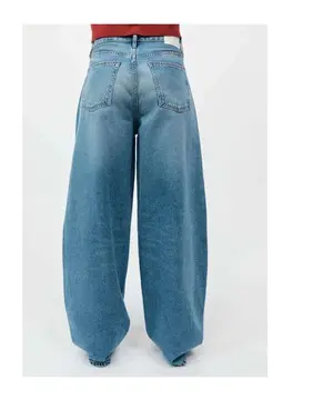 ST. AGNI Wide-leg Faded Jeans