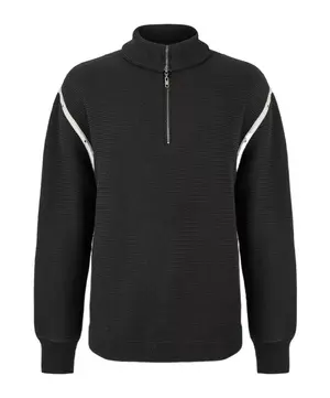MAISON MARGIELA Half-zip Sweater With Contrast Elbow Patches - Black